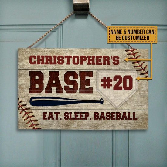 Baseball Base Room Decor Eat Sleep Baseball Custom Wood Rectangle Signs ...