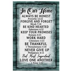 Christian Family House Rules Canvas Print - Christian Wall Art ...