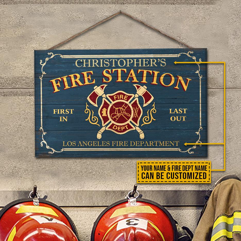 Personalized Firefighter Fire Station Customized Wood Rectangle Sign ...