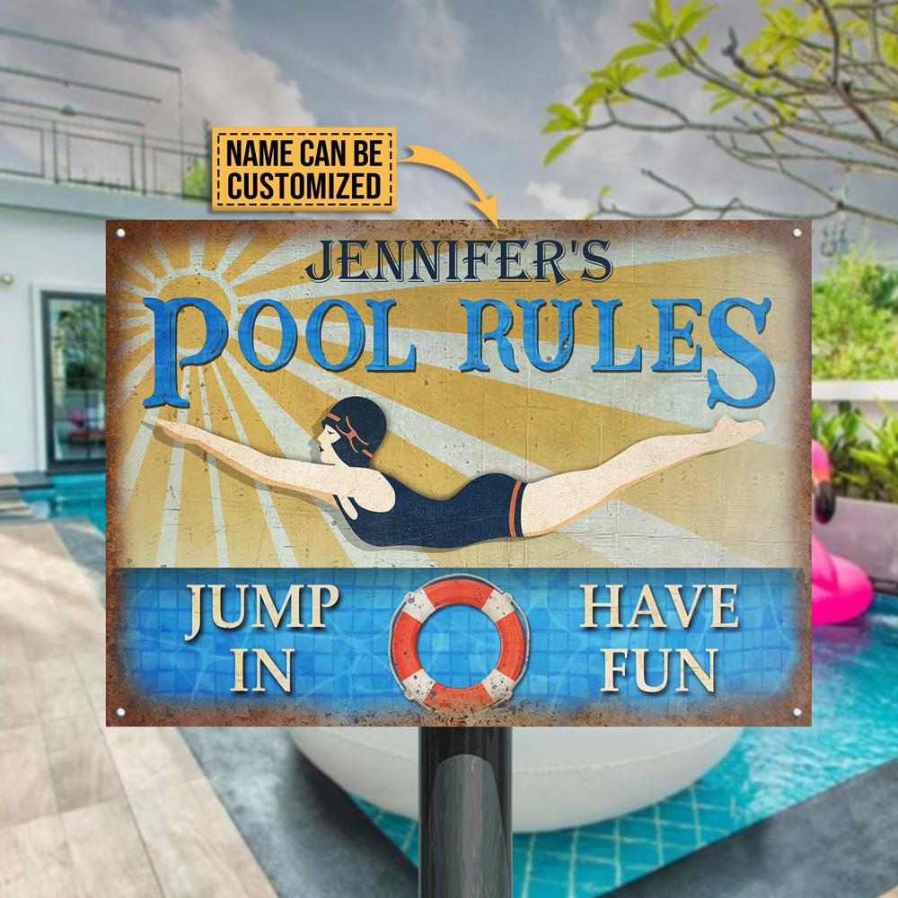 Personalized Pool Rules Girl Customized Classic Metal Signs - Teehall ...