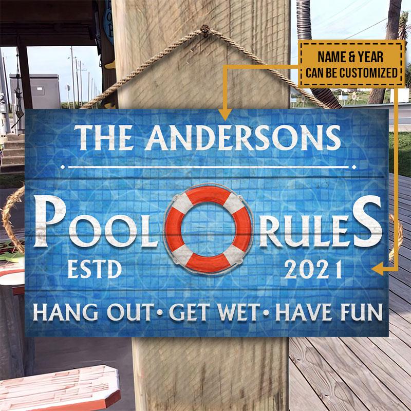 Personalized Swimming Pool Get Wet Customized Wood Rectangle Sign ...