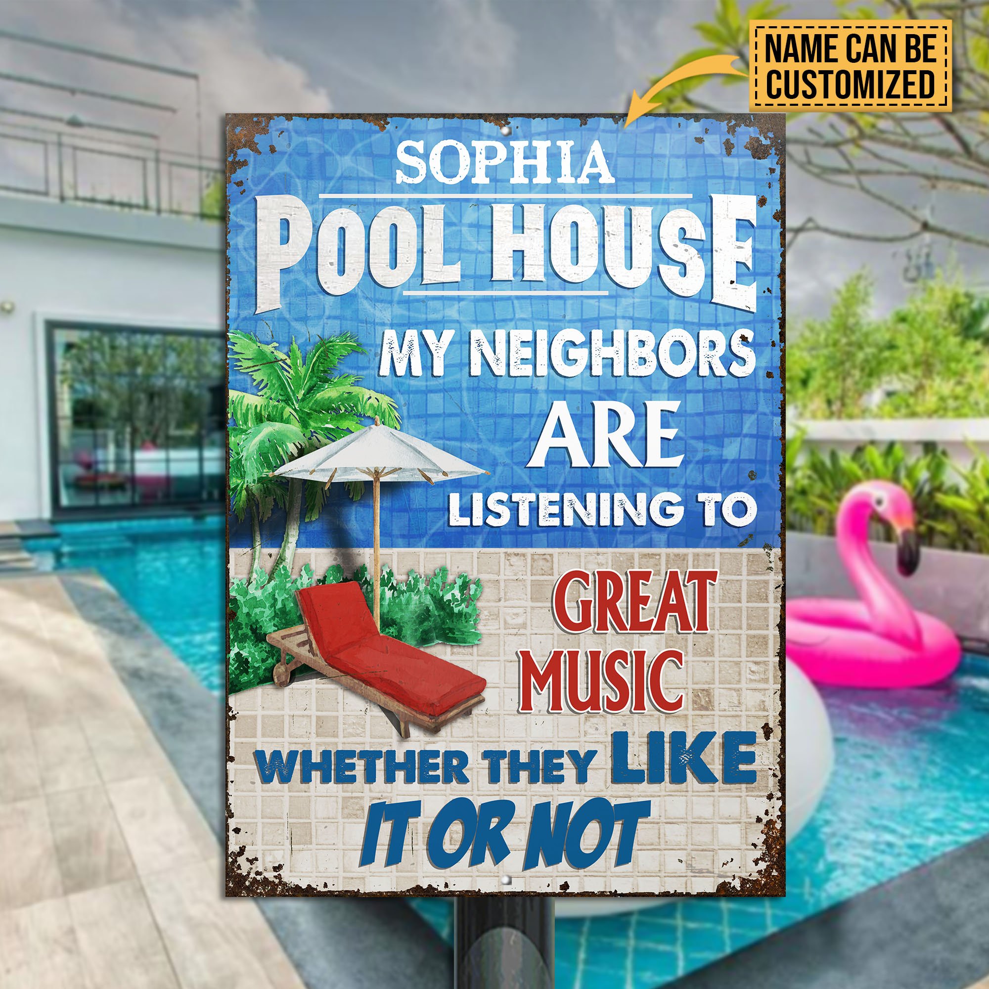 Personalized Swimming Pool House Happy Hour Customized Wood Circle Sign ...