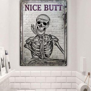 Skeleton Nice Butt Restroom Sketch Customized Classic Metal Signs ...