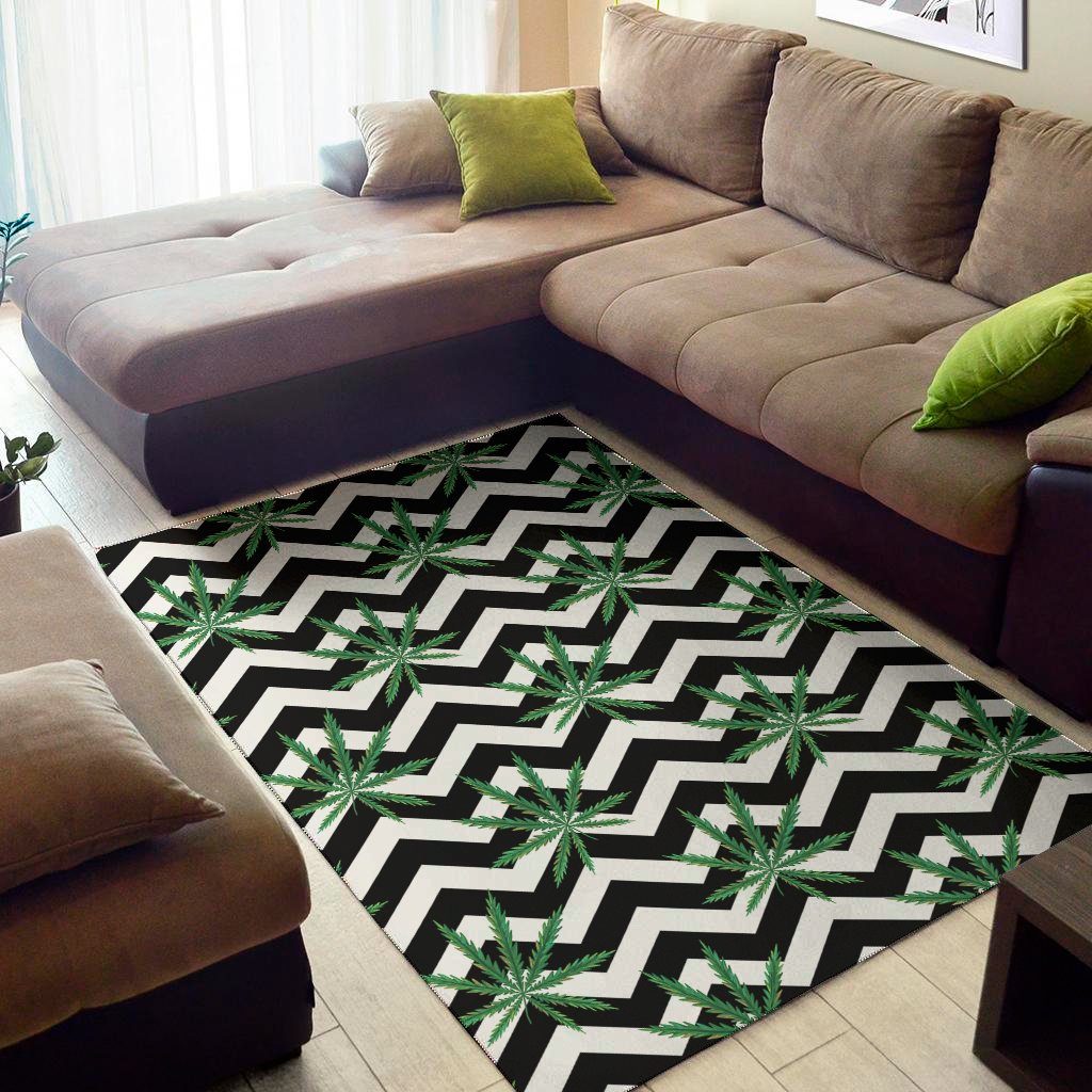 Zigzag Weed Pattern Print Area Rug Floor Decor - Teehall - Live Creatively