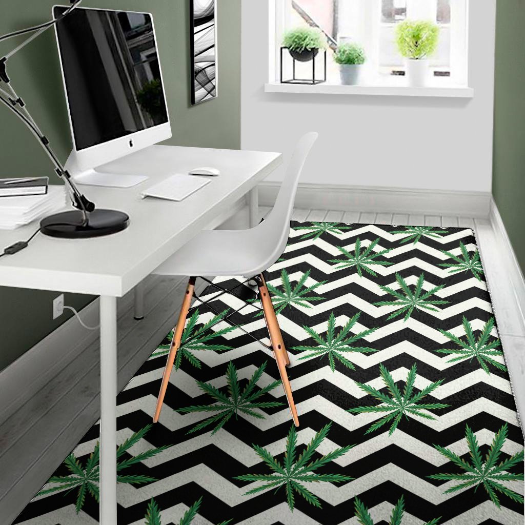 Zigzag Weed Pattern Print Area Rug Floor Decor - Teehall - Live Creatively