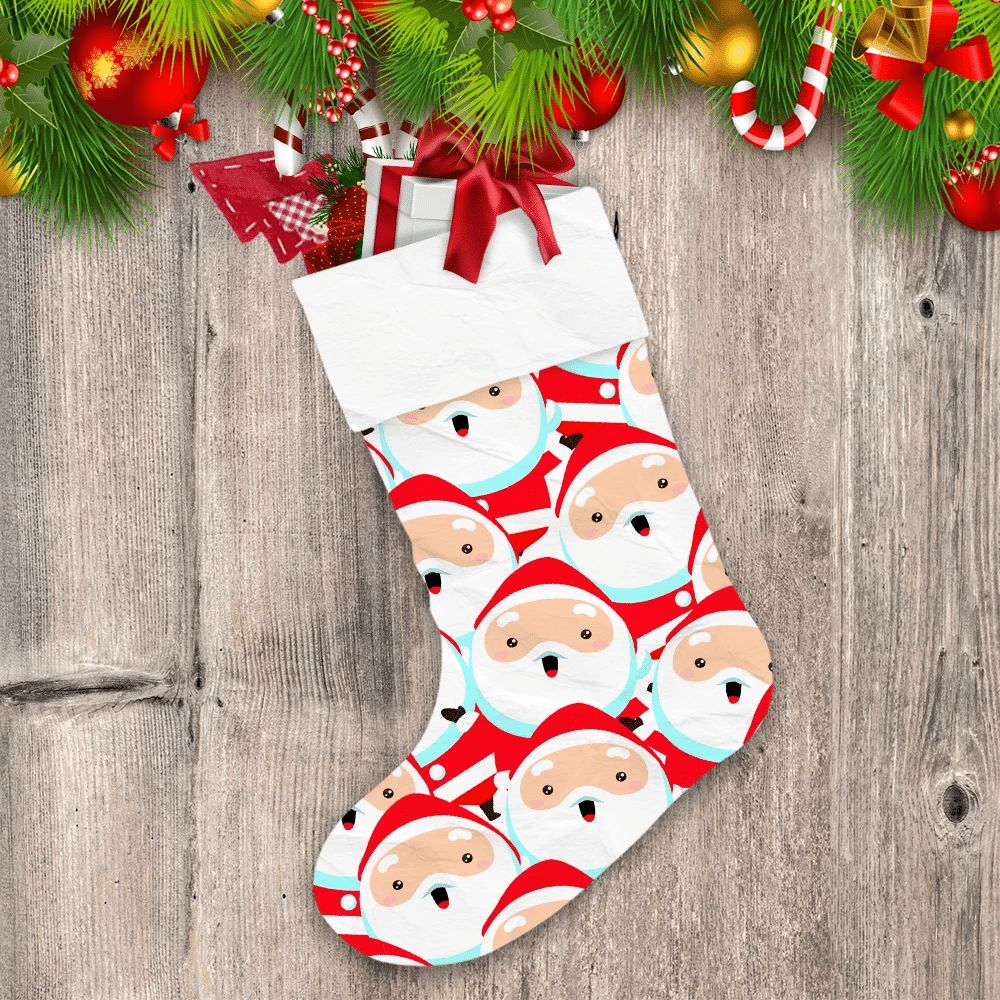 Christmas Themed Cute Cartoon Santa Head Pattern Christmas Stocking ...